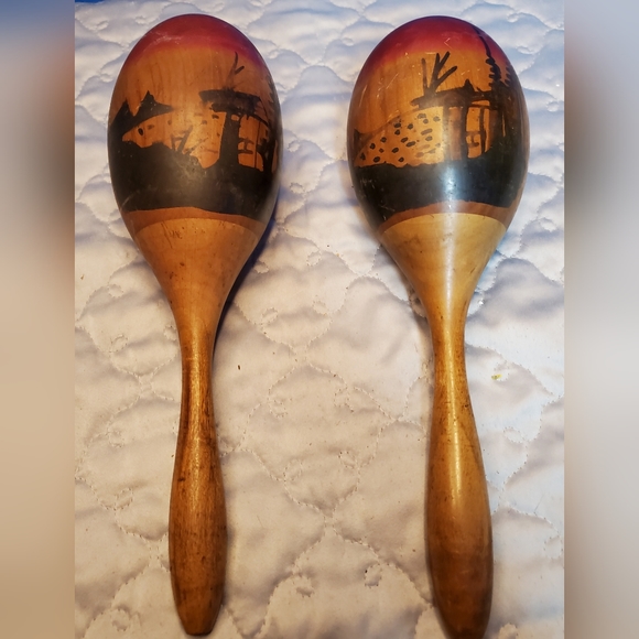 Toys | Pair Of Hand Painted Wood Maracas Percussion Instruments | Poshmark